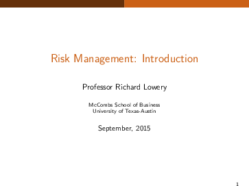 (PDF) Risk Management: Introduction