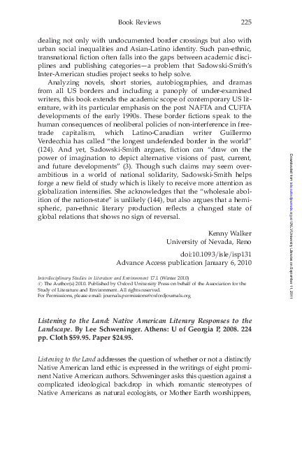 (PDF) Review: Listening to the Land: Native American Literary Responses ...