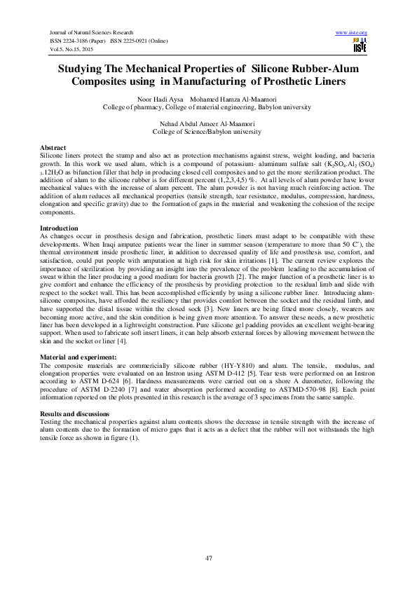 (PDF) Studying The Mechanical Properties of Silicone Rubber-Alum ...