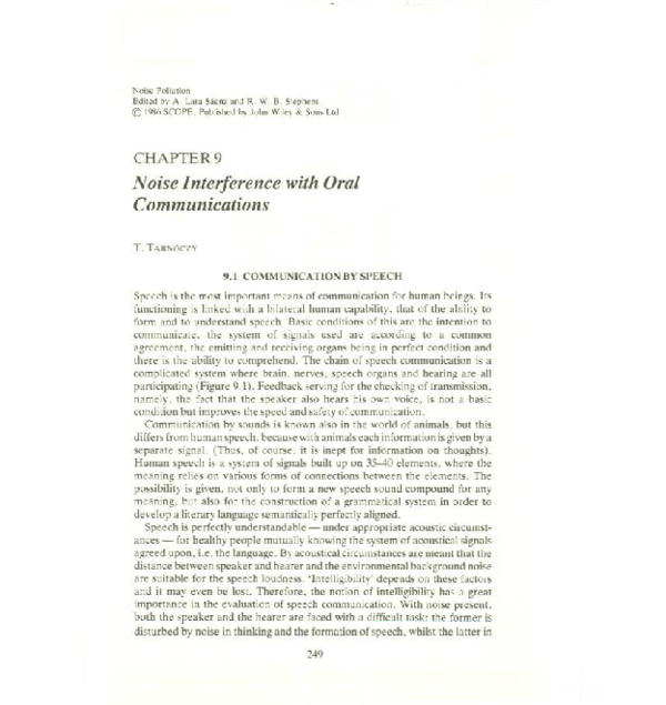 (PDF) Noise Interference with Oral Communications