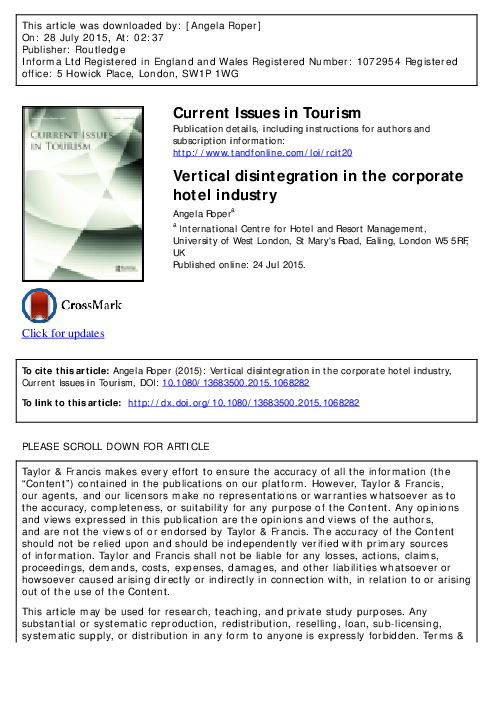 (PDF) Vertical disintegration in the corporate hotel industry