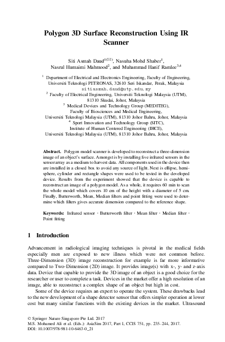 (PDF) Polygon 3D Surface Reconstruction Using IR Scanner
