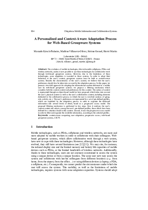 (PDF) A Personalized and Context-Aware Adaptation Process for Web-Based Groupware Systems