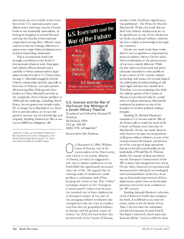 (PDF) G.S. Isserson and the War of the Future: Key Writings of a Soviet ...