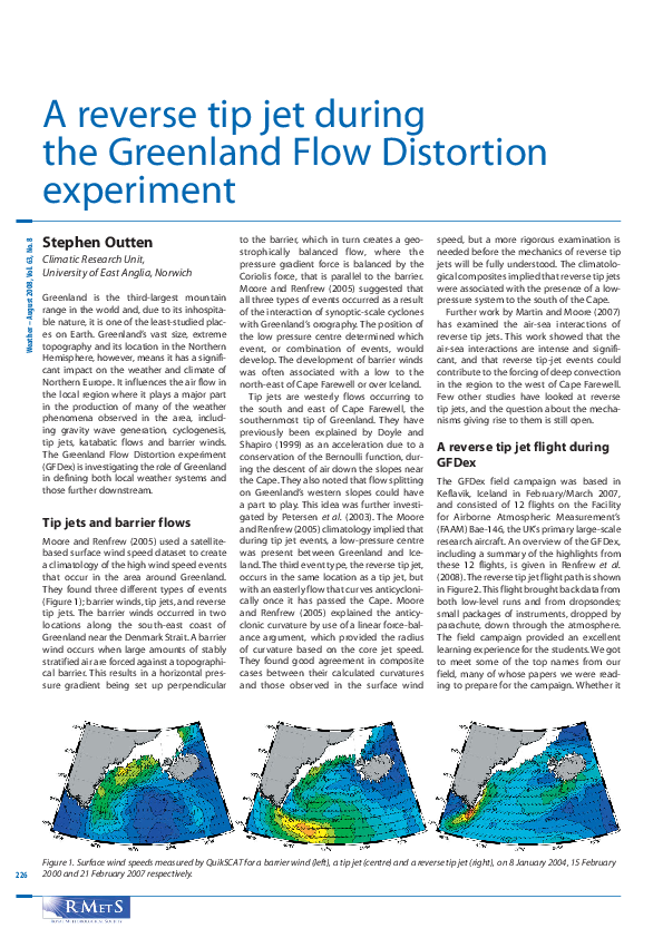 (PDF) A reverse tip jet during the Greenland Flow Distortion experiment