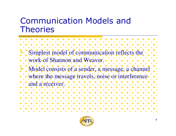 Pdf Communication Models And Theories