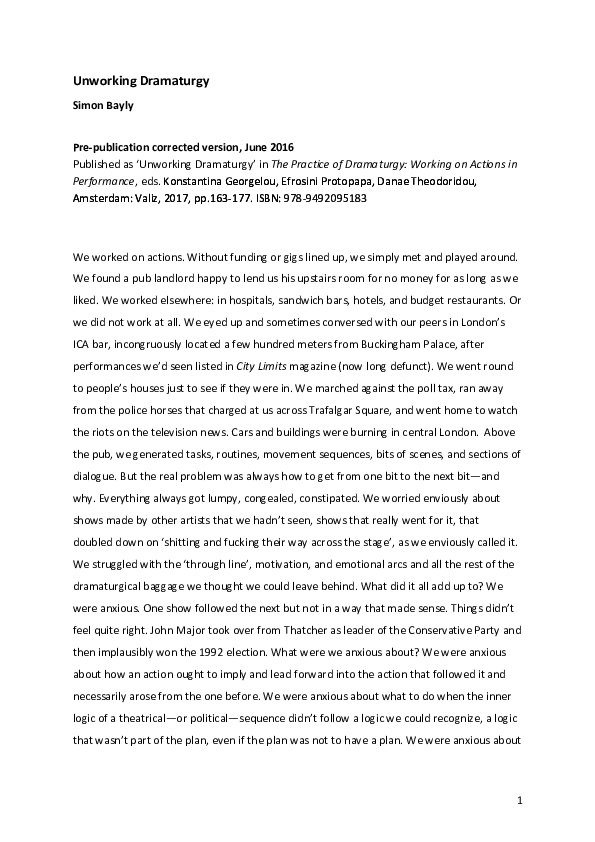 (PDF) Unworking Dramaturgy