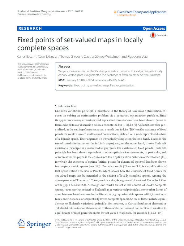 Pdf Fixed Points Of Set Valued Maps In Locally Complete Spaces