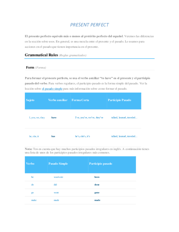 (DOC) PRESENT PERFECT