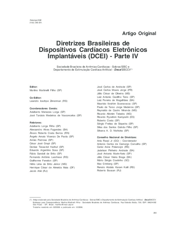 (PDF) Diretrizes Brasileiras de Dispositivos Cardíacos Eletrônicos ...