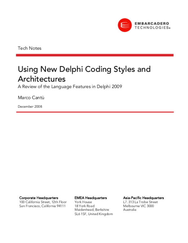Pdf Using New Delphi Coding Styles And Architectures A Review Of The