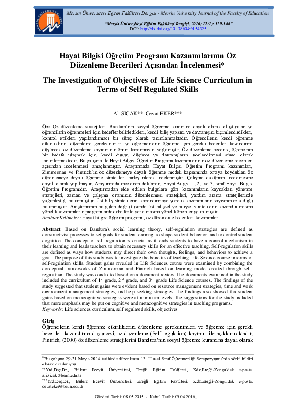 (PDF) The Investigation of Objectives of Life Science Curriculum in ...