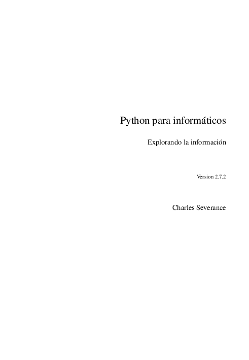 (PDF) Python para informáticos Explorando la información Charles Severance