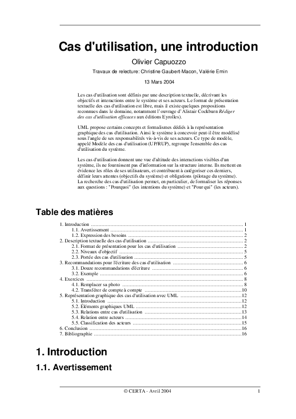 (PDF) Cas d'utilisation, une introduction
