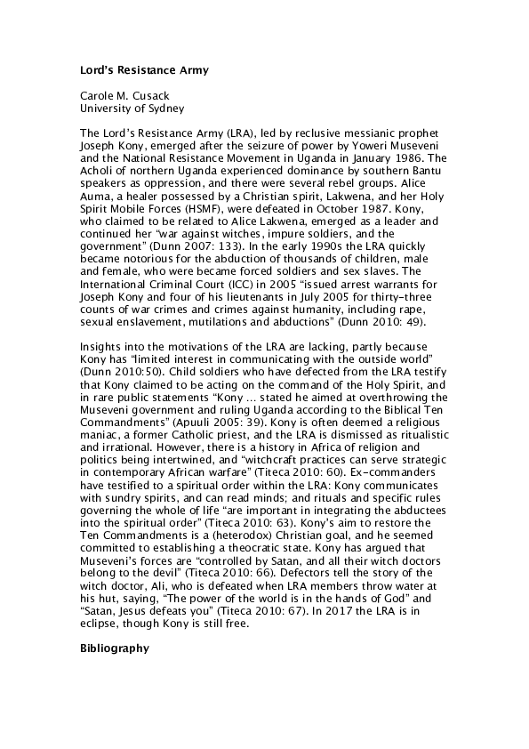 (PDF) The Lord's Resistance Army