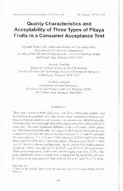 (PDF) Quality Characteristics and Acceptability of Three Types of ...