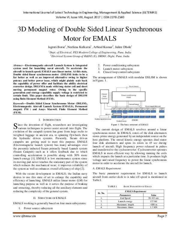 (PDF) 3D Modeling of Double Sided Linear Synchronous Motor for EMALS