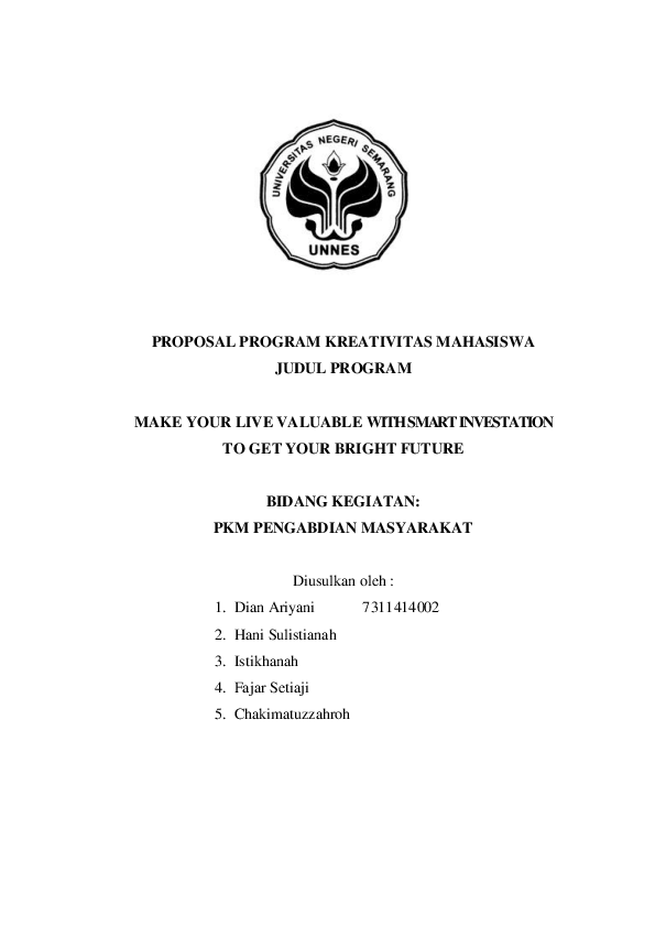 (DOC) PROPOSAL PROGRAM KREATIVITAS MAHASISWA JUDUL PROGRAM MAKE YOUR LIVE VALUABLE WITH SMART ...