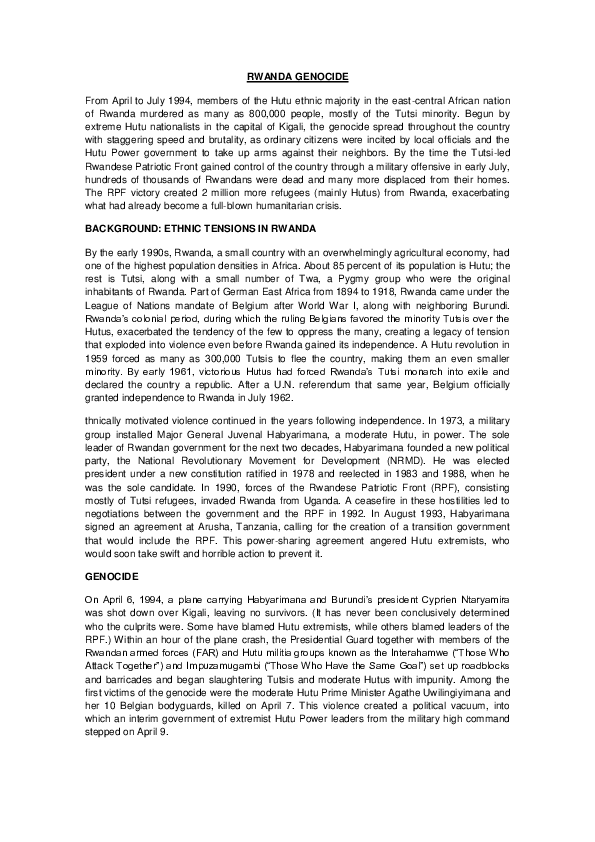 (DOC) RWANDA GENOCIDE