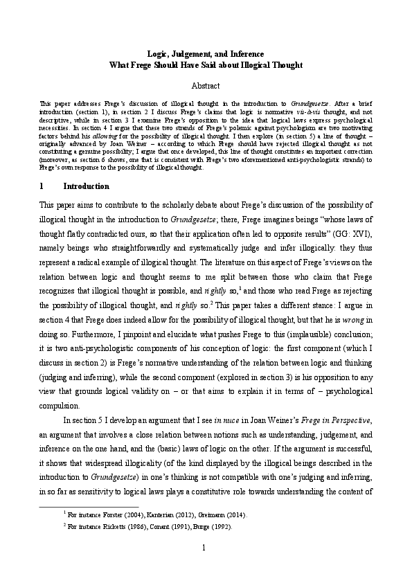 (PDF) Logic, Judgement, and Inference. What Frege Should Have Said ...