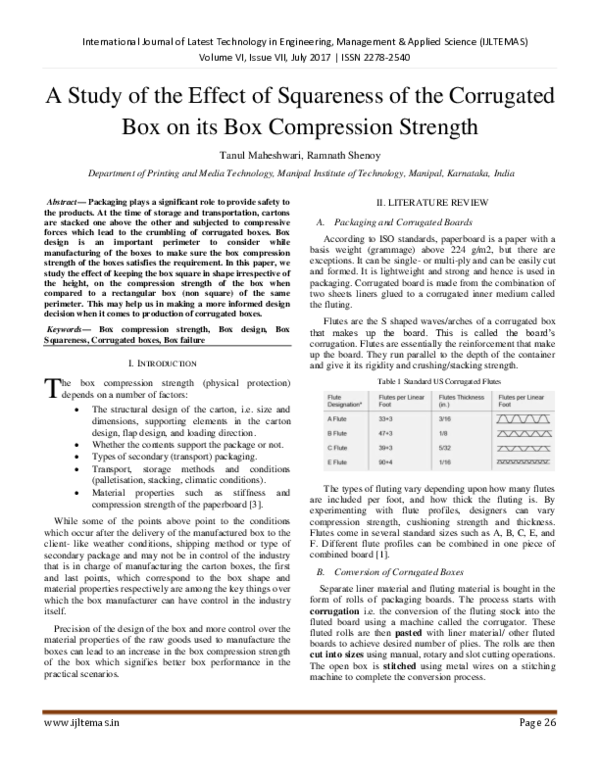 (PDF) A Study of the Effect of Squareness of the Corrugated Box on its ...