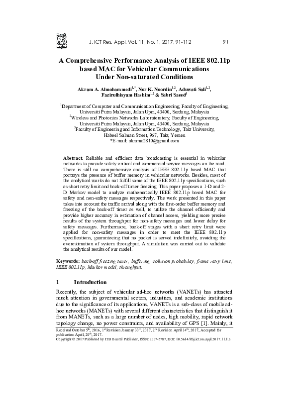 (PDF) Performance of Real-TimeWireless Communication for Railway Environments with IEEE 802.11p ...