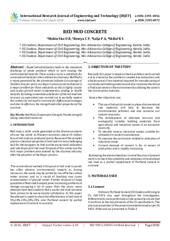 (PDF) RED MUD CONCRETE