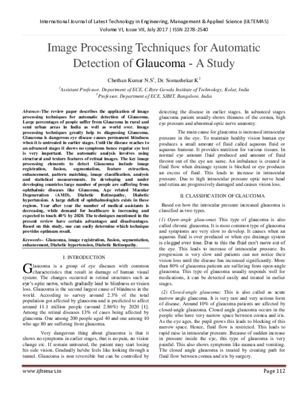 (PDF) Image Processing Techniques for Automatic Detection of Glaucoma ...