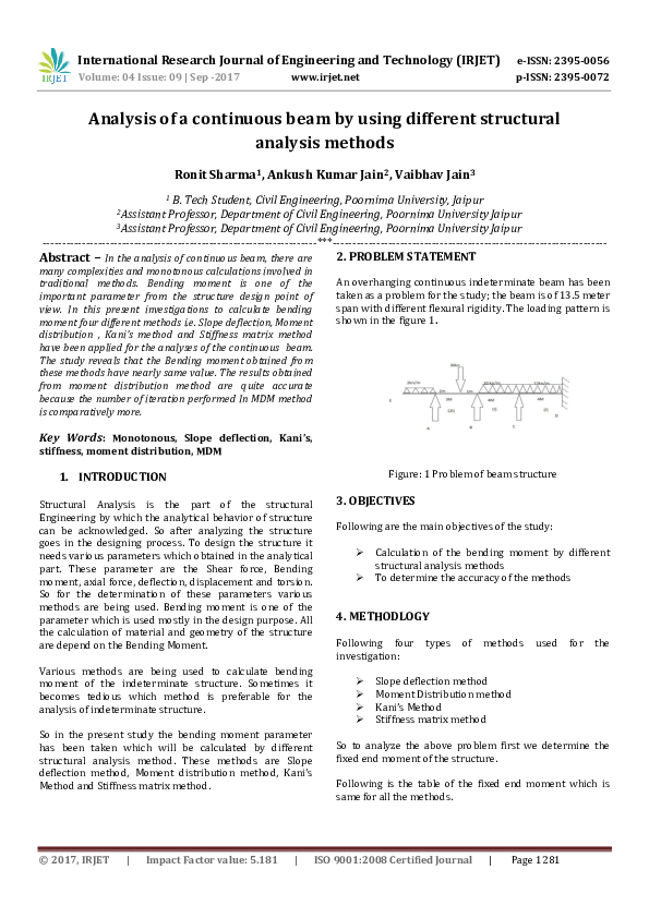 (PDF) Analysis of a Continuous Beam by using Different Structural ...