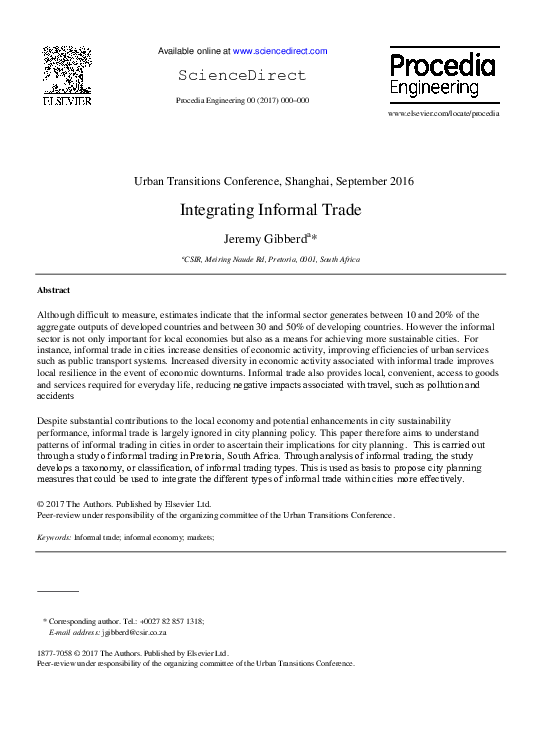 (PDF) Integrating Informal Trade
