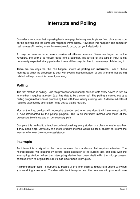 (PDF) Interrupts and Polling