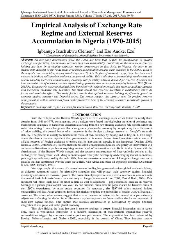 (PDF) Empirical Analysis of Exchange Rate Regime and External Reserves Accumulation in Nigeria ...