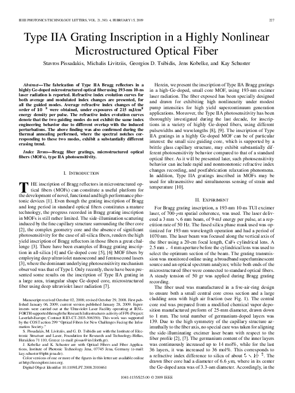 (PDF) Type IIA Grating Inscription in a Highly Nonlinear ...