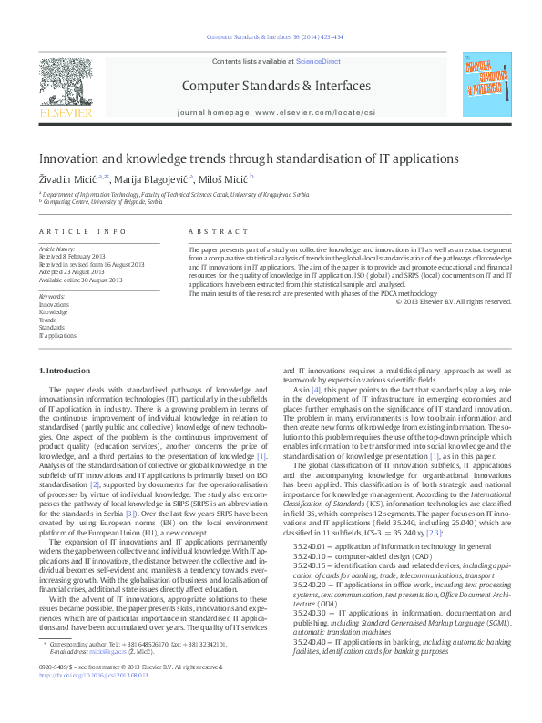 (PDF) Trends in IT Innovation via Standardisation