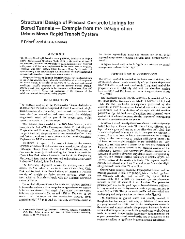 (PDF) Structural Design of Bored Tunnel Segmental Lining for Mass Rapid Transit System