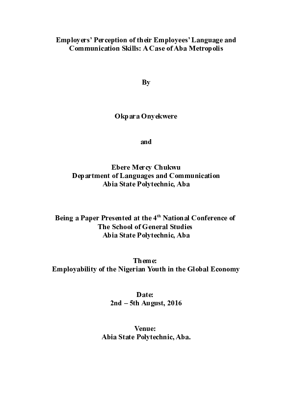 (DOC) Employers' Perception of their Employees' Language and ...