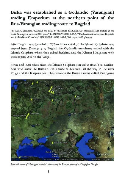 (PDF) Birka was established as a Gotlandic (Varangian) trading Emporium ...
