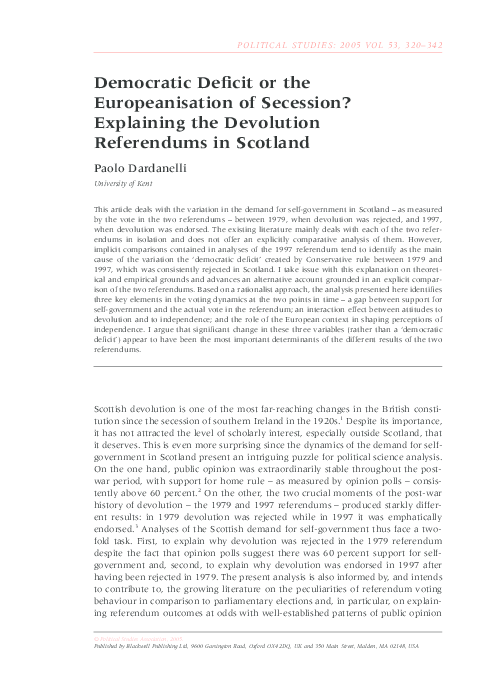 (PDF) Democratic Deficit or the Europeanisation of Secession ...