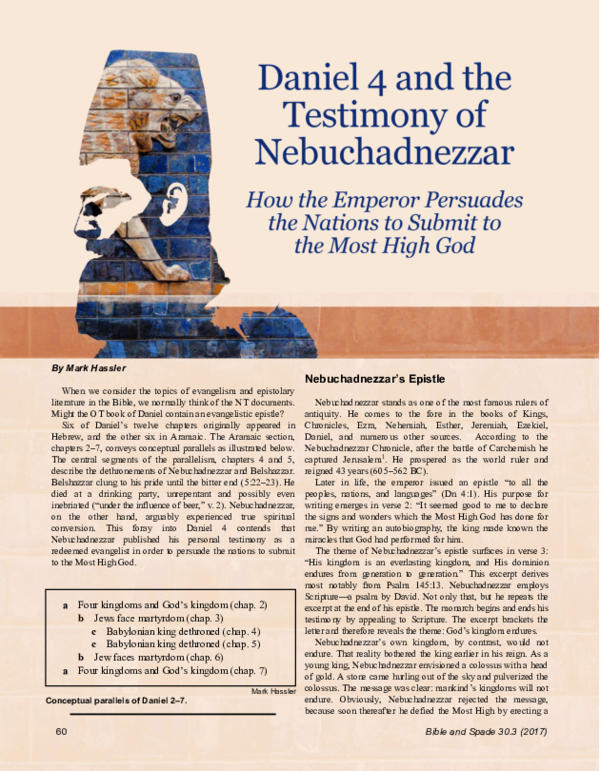 (PDF) Daniel 4 and the Testimony of Nebuchadnezzar