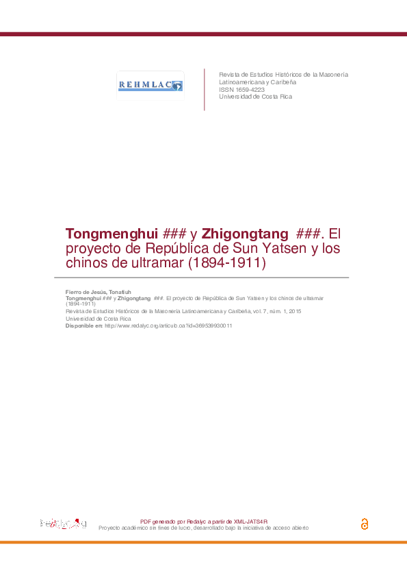 (PDF) Tongmenghui 同盟会 y Zhigongtang 致公党. El proyecto de República de ...