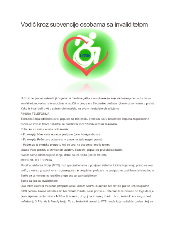 (PDF) Vodic kroz subvencije osobama sa invaliditetom