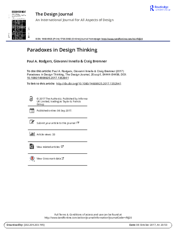 (PDF) Paradoxes in Design Thinking