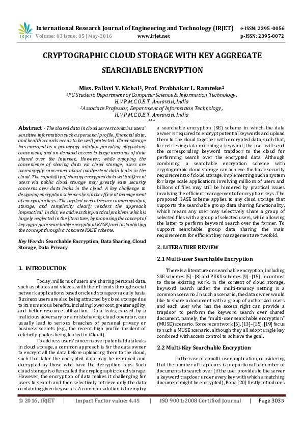 (PDF) Cryptographic Cloud Storage With Key Aggregate Searchable Encryption