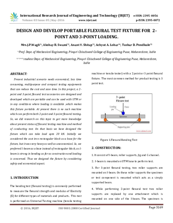 (PDF) DESIGN AND DEVELOP PORTABLE FLEXURAL TEST FIXTURE FOR 2- POINT ...