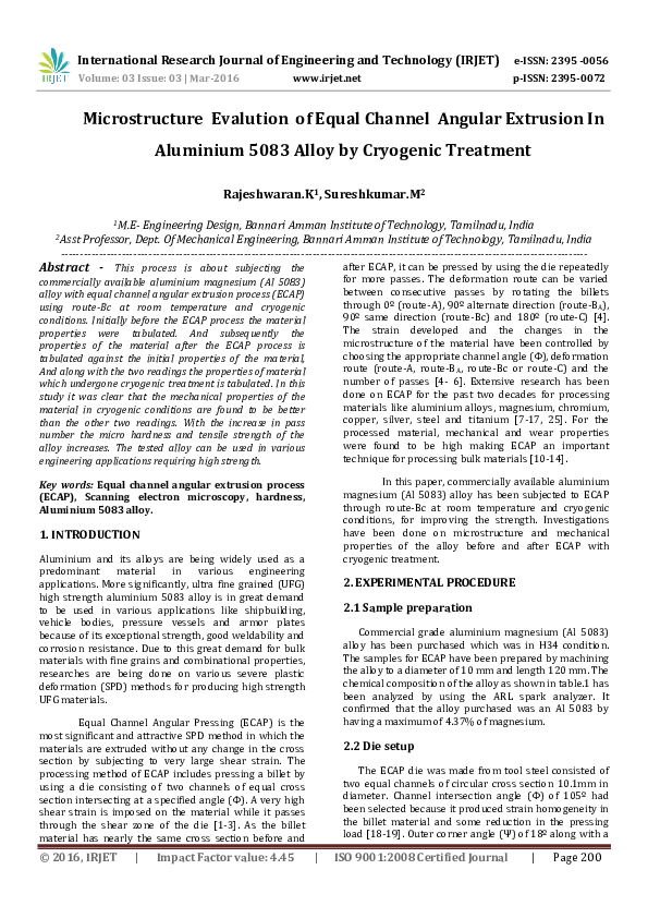 (PDF) Microstructure Evalution of Equal Channel Angular Extrusion In ...