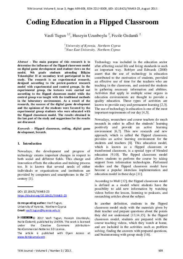 (PDF) Coding Education in a Flipped Classroom