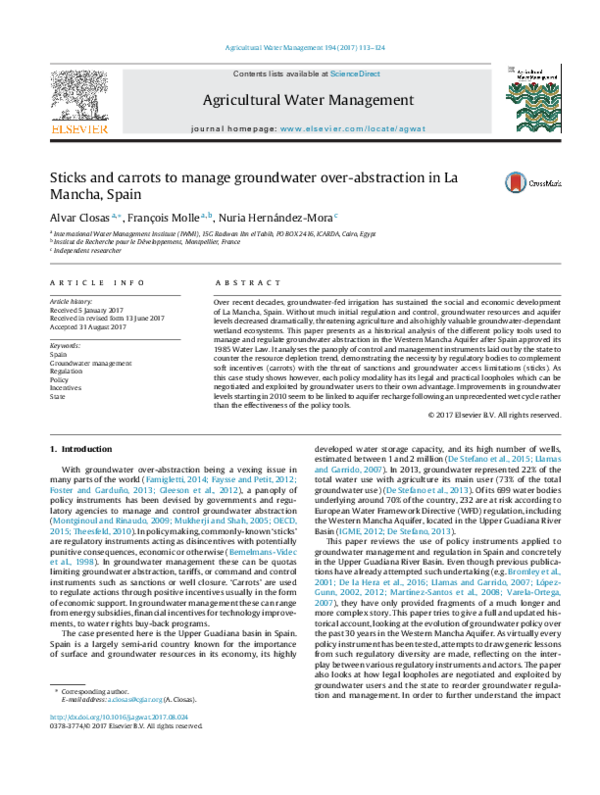 (PDF) Sticks and carrots to manage groundwater over-abstraction in La ...