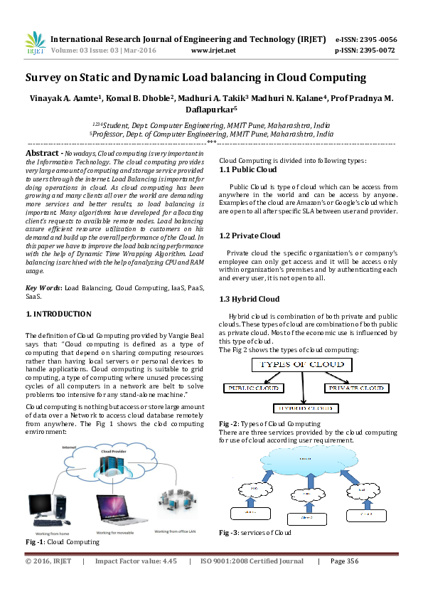 (PDF) Survey on Static and Dynamic Load balancing in Cloud Computing