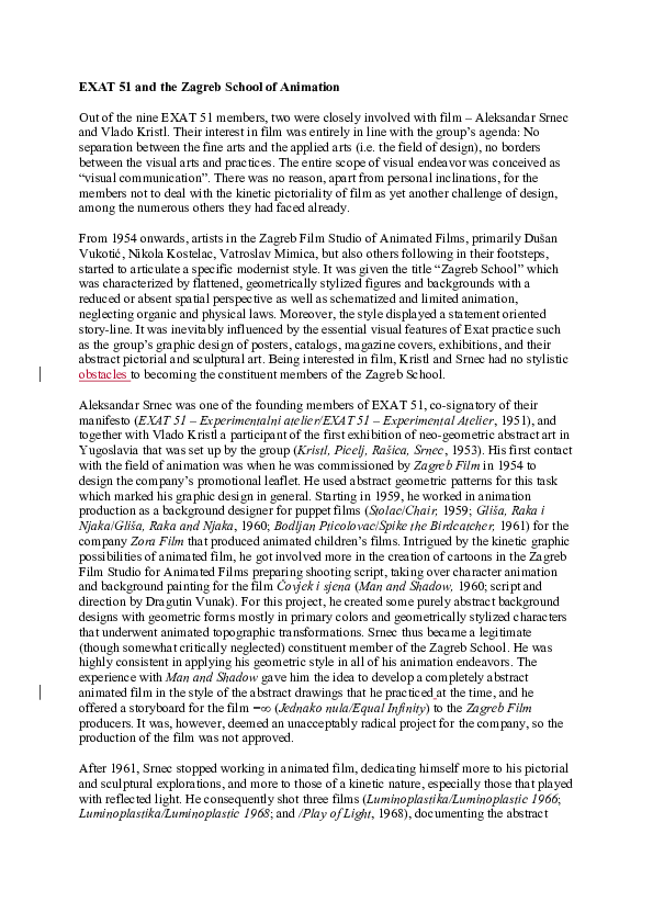 (PDF) EXAT 51 and the Zagreb School of Animation
