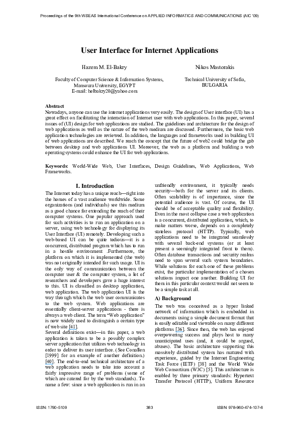 (PDF) User Interface for Internet Applications